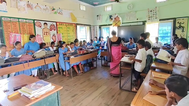 U-shaped classroom seating arrangement in Odisha school