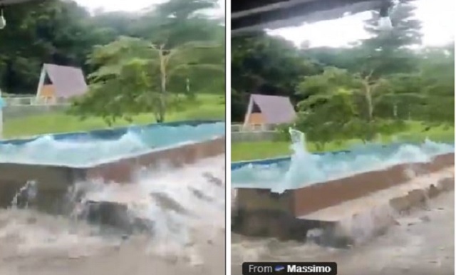 Swimming Pool Water Splashing Violently During Philippines M7.8 ...